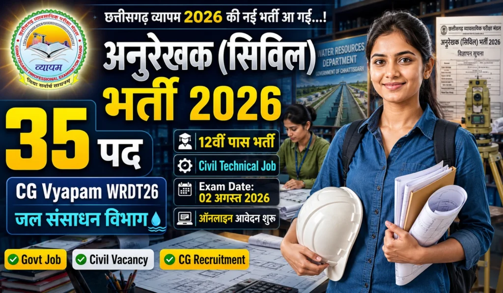 CG व्यापम अनु‍रेखक (सिविल) भर्ती परीक्षा 2026 CG Vyapam Tracer ...
